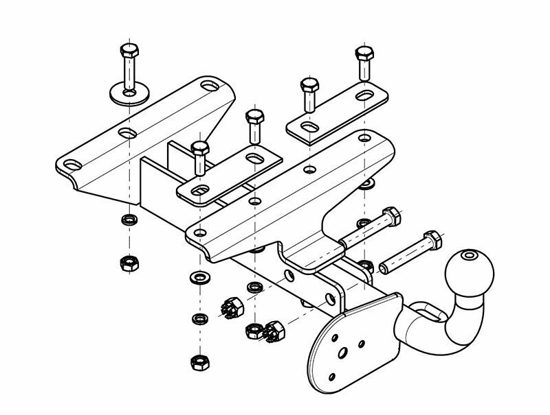 Фаркоп для Ravon Matiz 2015-2020, Daewoo Matiz 2000-2015 Тип шара: A. Нагрузки: 750/50 кг, DW 04