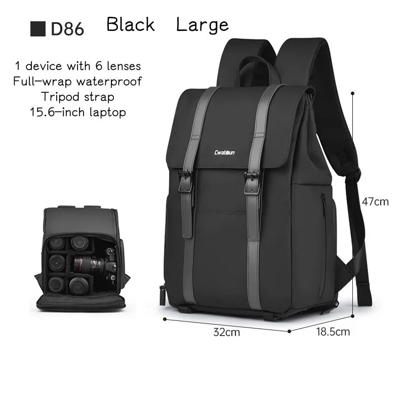 Черный рюкзак для камеры Large (15.6" laptop)