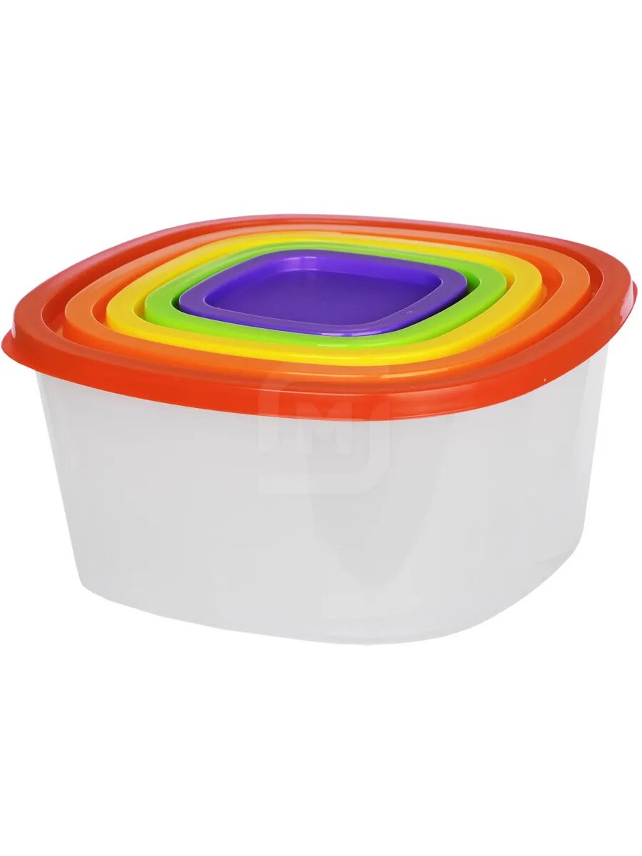 Набор контейнеров Hitt Rainbow 0,2 л, 0,5 л, 0,9 л, 1,5 л, 2