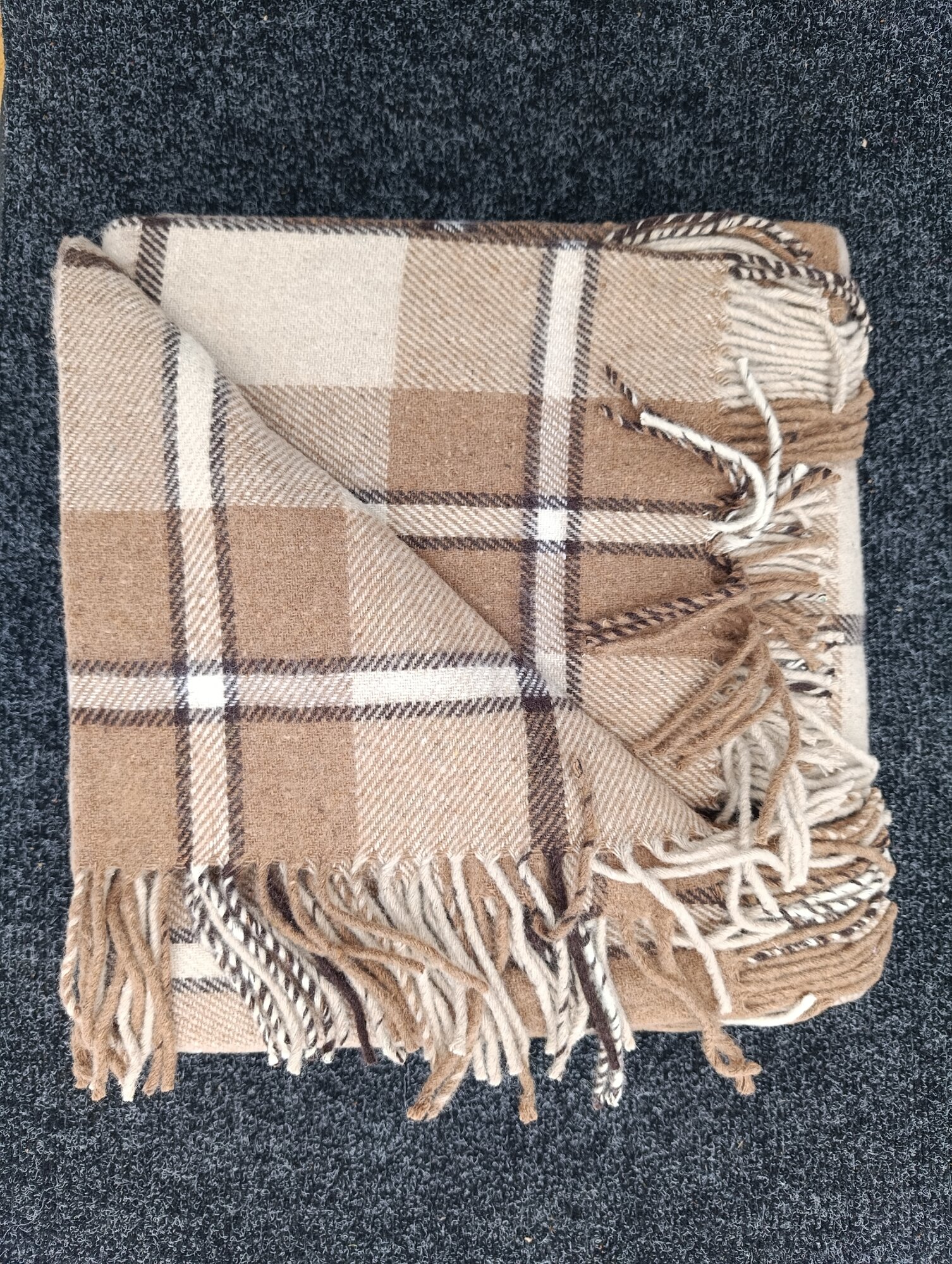 Плед Индийский, шерсть мериноса, 150х200см, клетка, двухсторонний