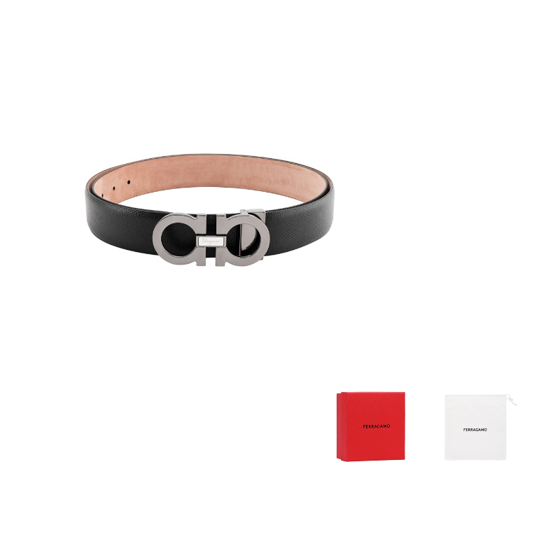 Ferragamo Ремни из коровьей кожи Мужской Черный 3,5CM 100
