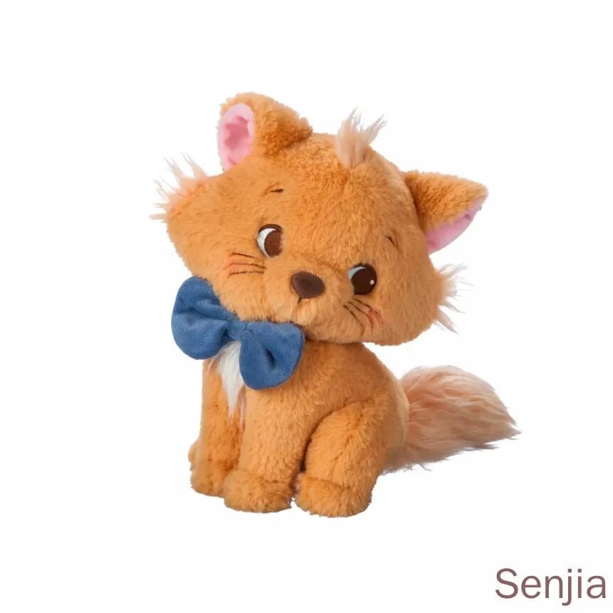 Мягкая плюшевая игрушка котёнок Тулуз Disney с синим бантом, 28 см