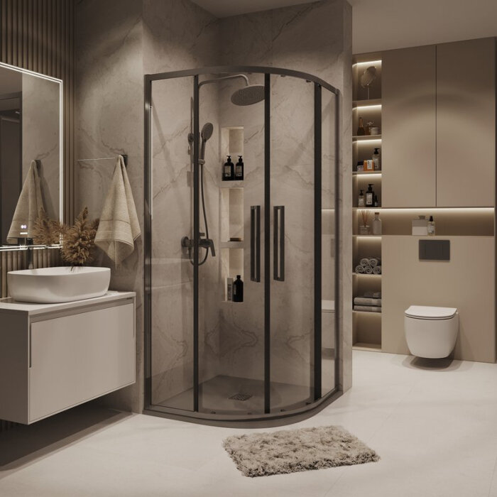 Душевой уголок Grossman Cosmo 301. K33.02.9090.42.00 90х90 см, профиль графит сатин, стекло прозрачное