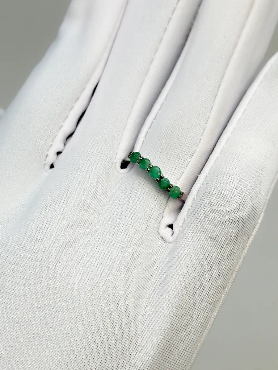 Кольцо дорожка, серебро, 925 проба, родирование, чернение, изумруд