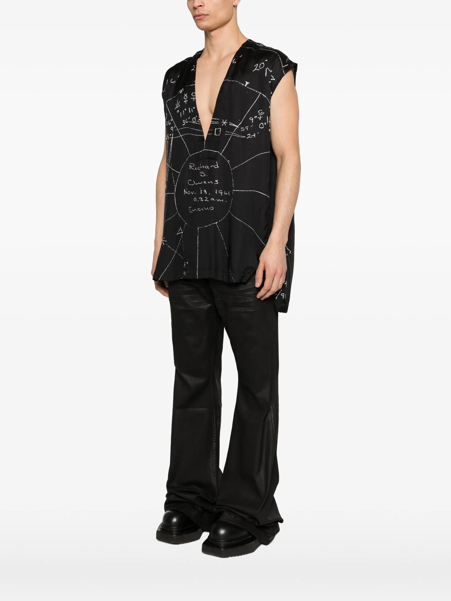 Топ Rick Owens Graphic-print top, размер 50, черный — фото 1