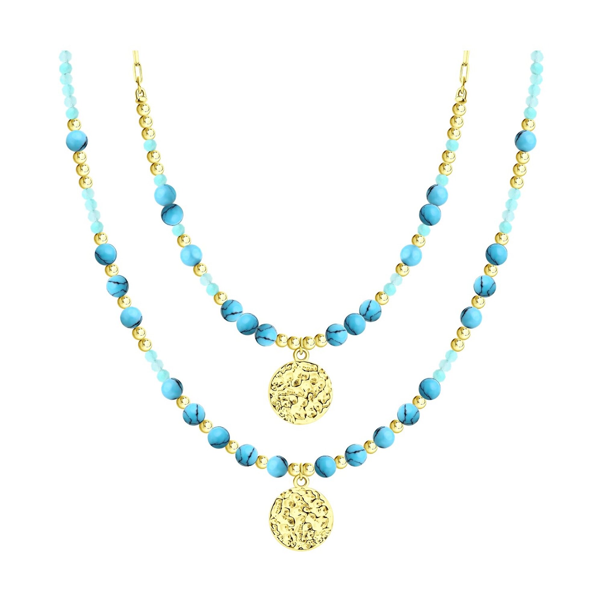 Колье, серебро, 925 проба, золочение, бирюза, амазонит