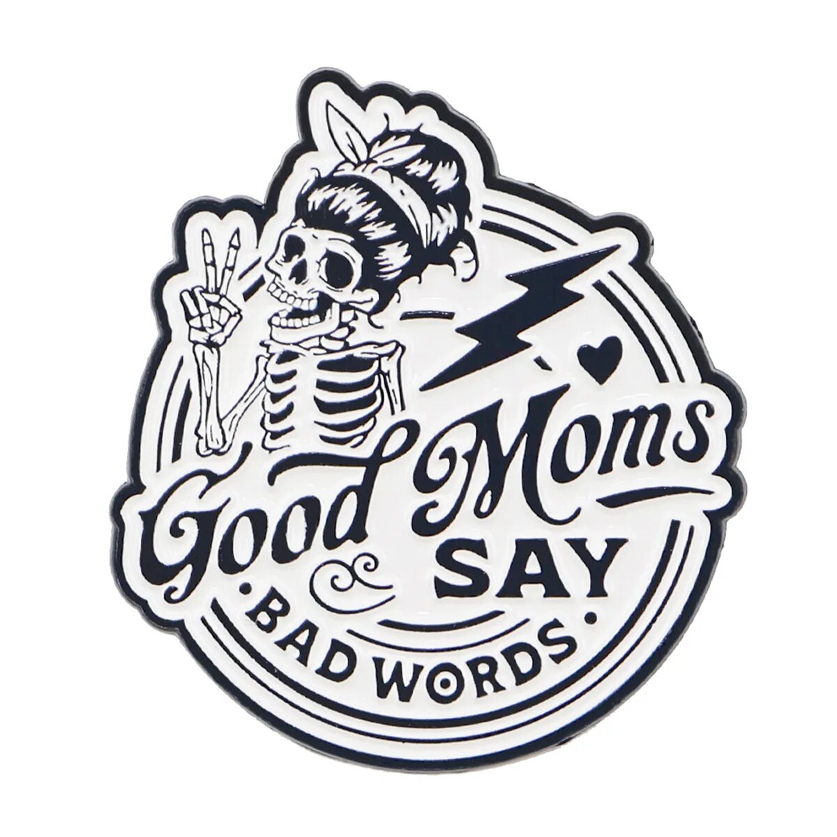 Брошь "Good Moms Say" Skeleton Enamel Pin, Серый