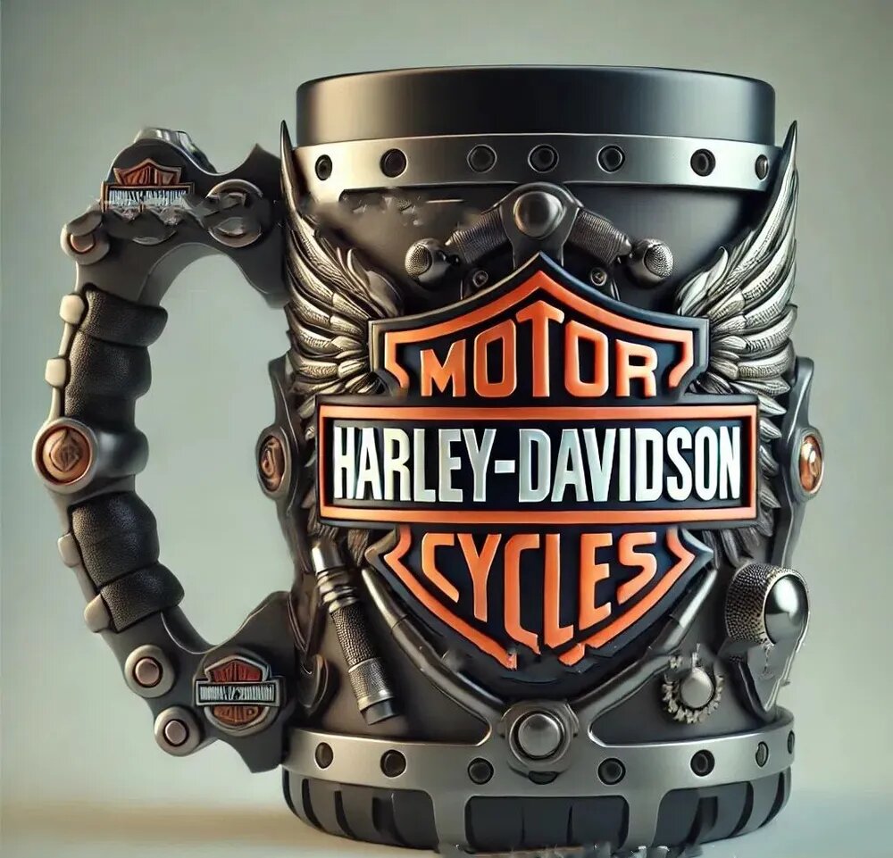 Кружка Harley-Davidson, 1 шт, серого цвета, для горячих напитков, металл, для одного человека