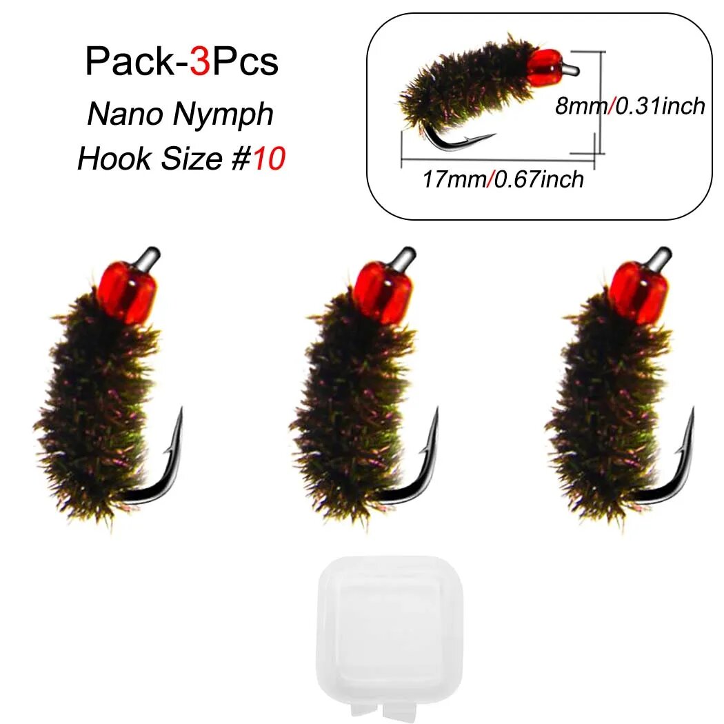 Нахлыстовая приманка Nano Nymph, #10, 3 шт, Style14-3Pcs