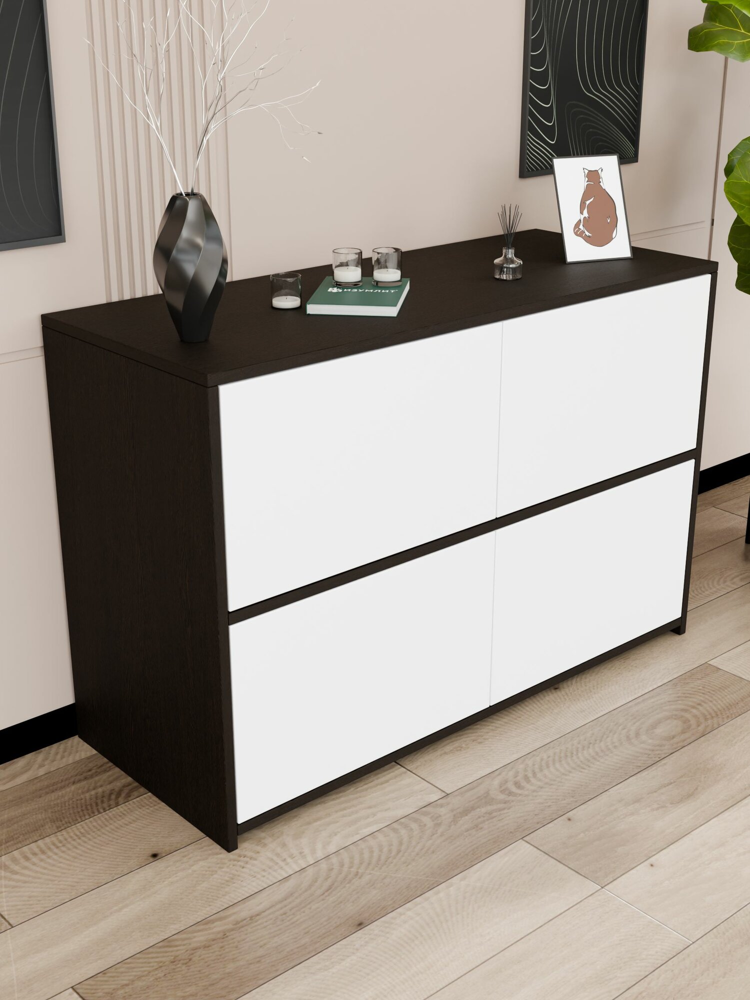 Изумлит Комод для белья и одежды Каллисто 100х66.8х40 см, венге/белый