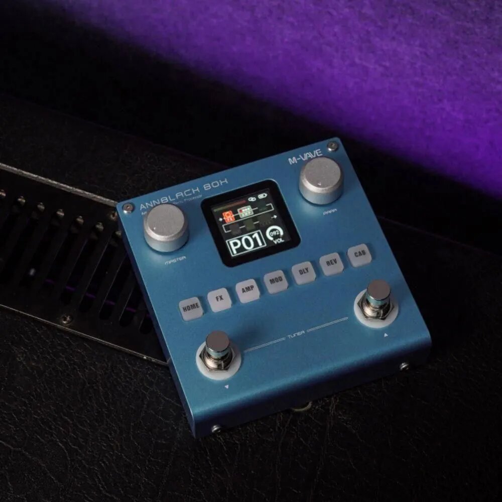M-VAVE BLACK BOX-TL Процессор эффектов для гитары с 6 модулями эффектов, голубой
