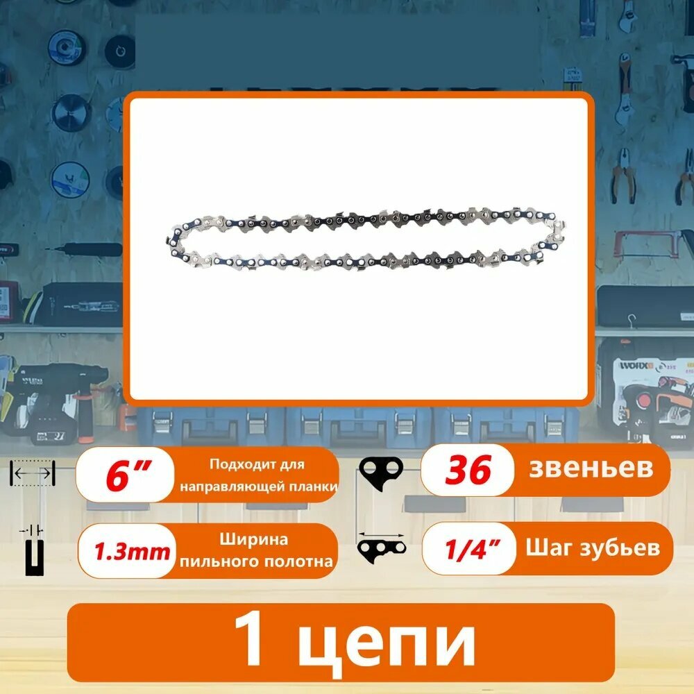 Цепь для пилы 150 мм, шаг 1/4" 36 зв.