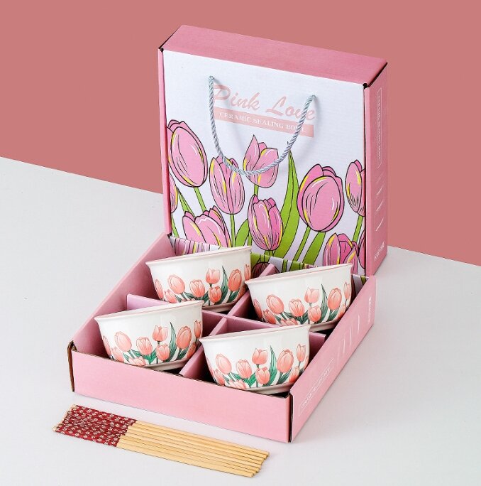 Пиала "тюльпан", 300 мл, набор из 4 штук Пиалы для супа каши салата