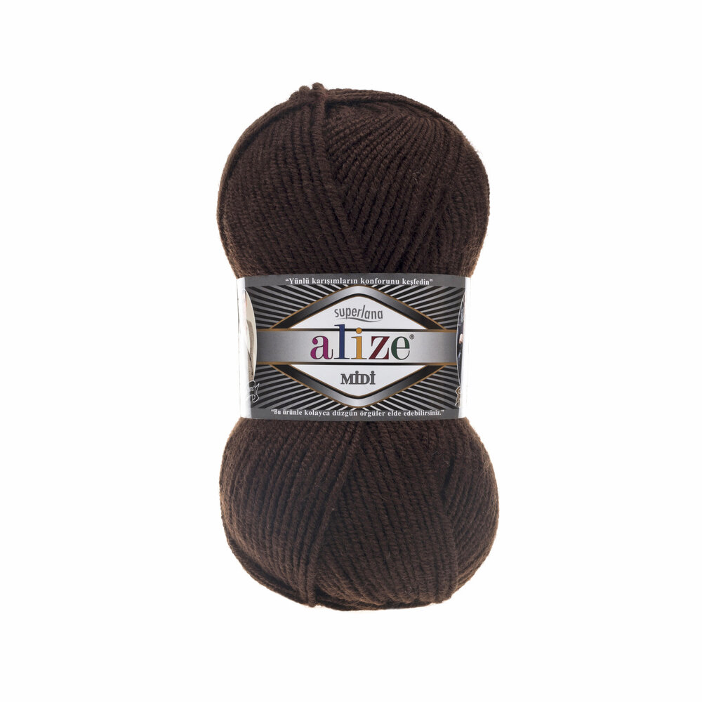 Пряжа для вязания Alize Superlana midi 26 коричневый 100 гр/170 м 25% шерсть, 75% акрил