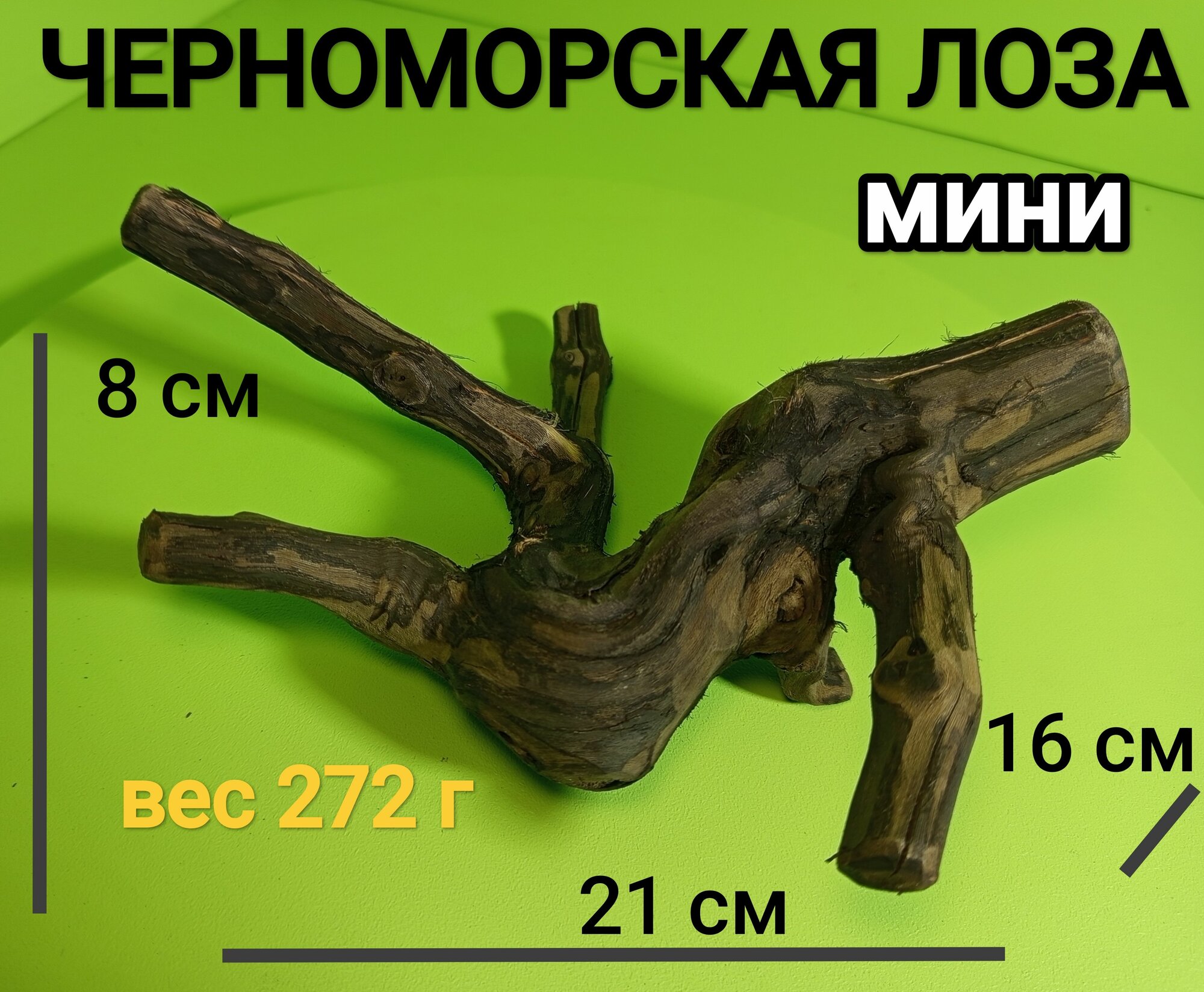 Декорация виноградная лоза черноморская мини для аквариума, террариума, вольера, дизайна и творчества. Натуральная коряга.