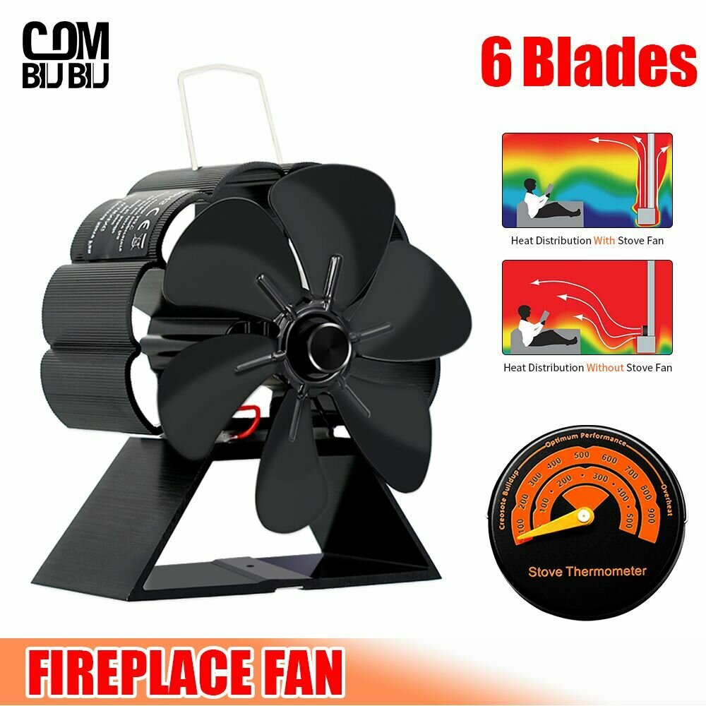 Печной вентилятор / Вентилятор на камин 6 лопастей / Печной Тепловентилятор для дровяной печи -экологически чистые тихие и эффективные радиаторы