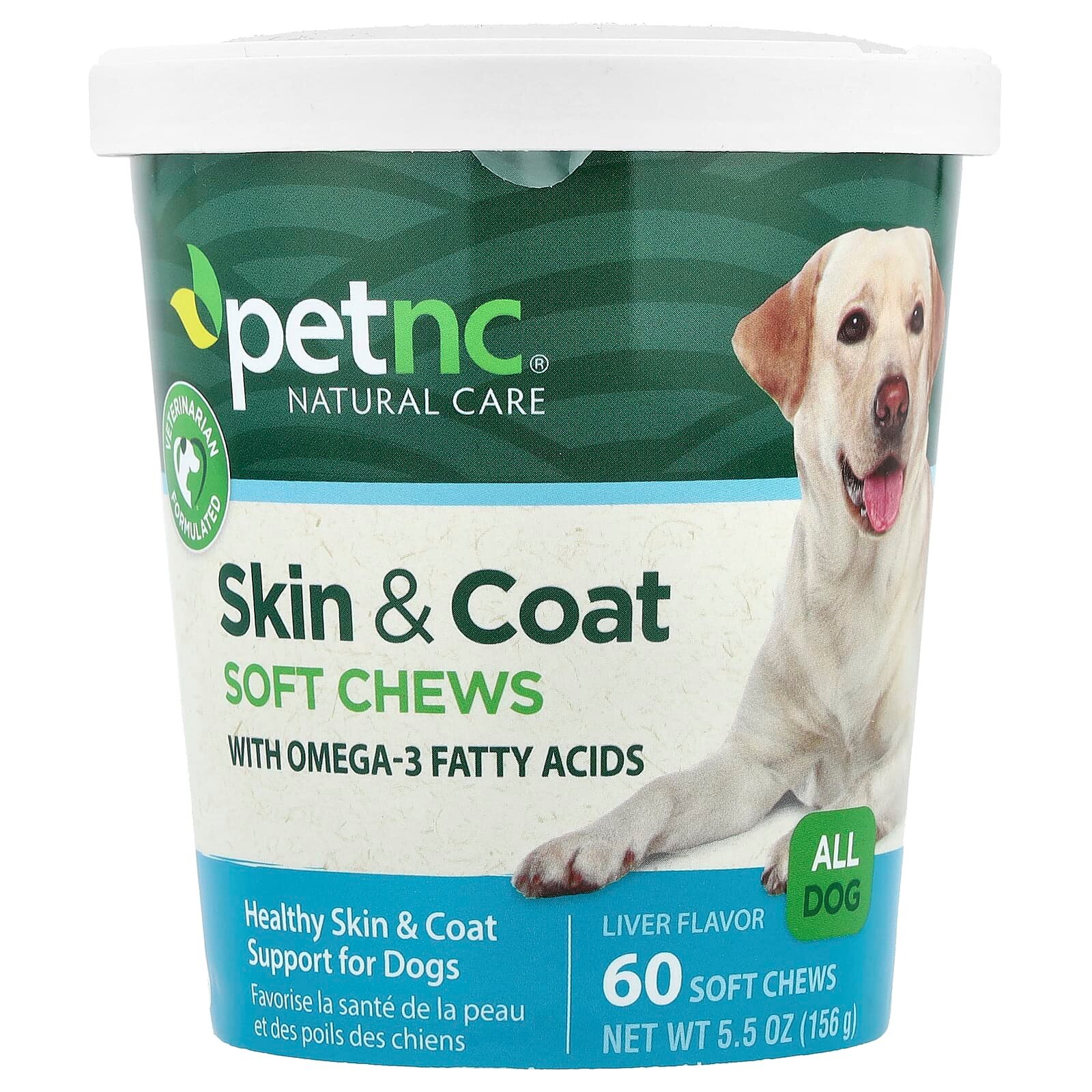 Жевательные таблетки PETNC NATURAL CARE для кожи и шерсти собак, вкус печени, 156г, 60 таблеток