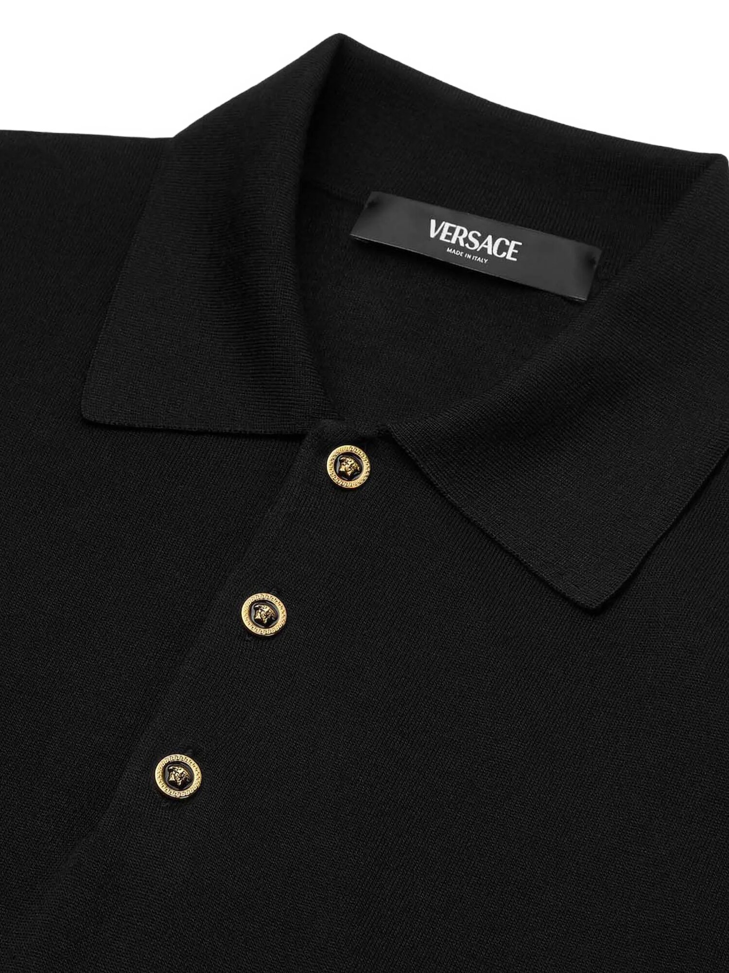 Рубашка Versace Logo-patch polo shirt, размер 46, черный — фото 1