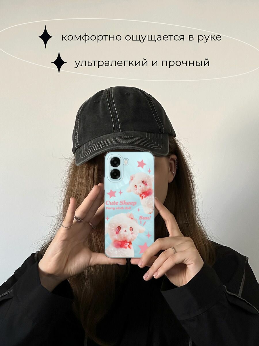 Чехол на Oppo A6x / Оппо A6x с принтом Cute sheep 2, прозрачный — фото 1