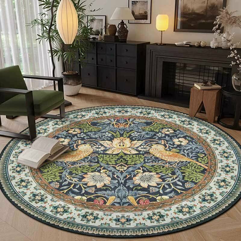 Новый круглый нескользящий ковер с цветами в китайском стиле, 120 см