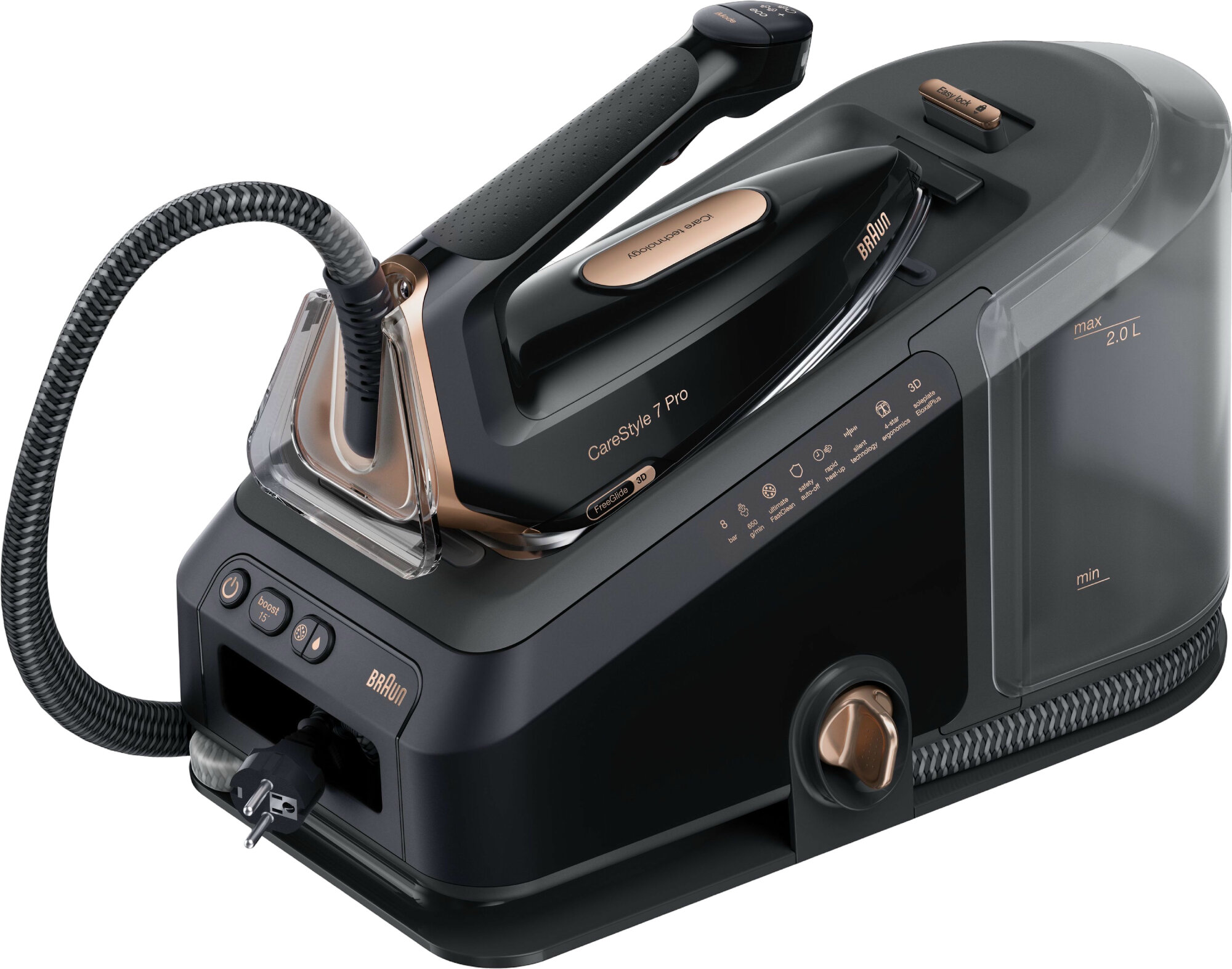 Парогенератор Braun IS7286, мощность 2700Вт, вертикальное отпаривание, черный