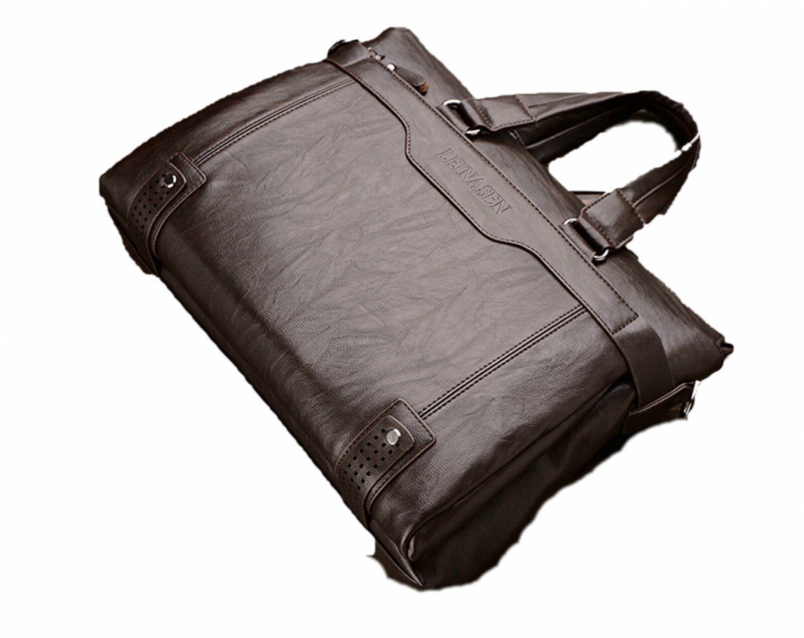 Портфель для ноутбука MyPads 15036 из импортной эко-кожи, бизнес стиль, формат А4, темно-коричневый