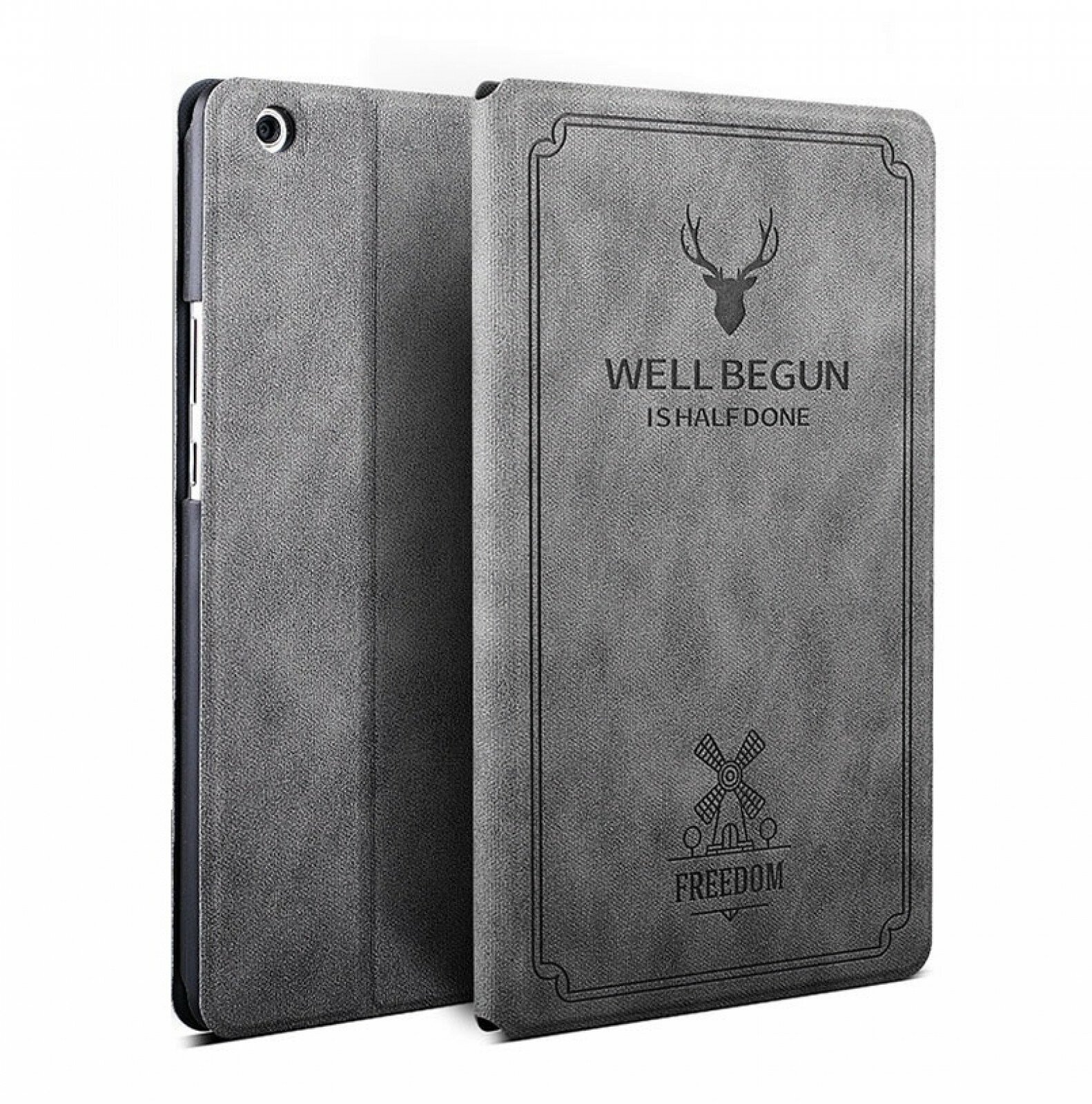 Чехол MyPads для Huawei MediaPad T5 10 в винтажном стиле книги серого цвета