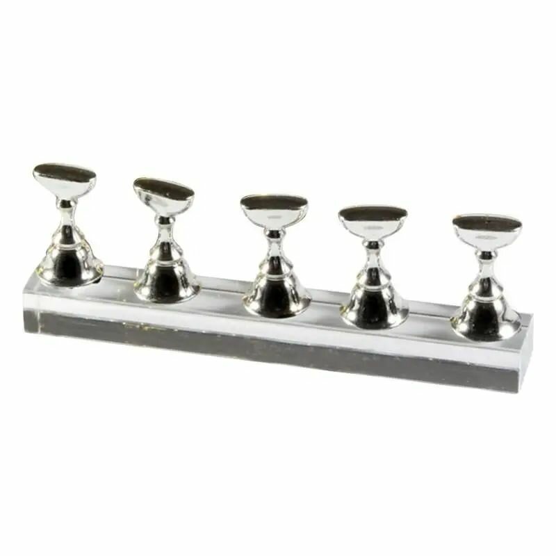 Магнитная подставка для, ногтей 5 штук набор акриловых типсов с кристальным основанием тренажер для маникюра и дизайна нейл арта домашний салон оборудование