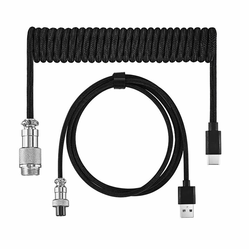 USBкабель для клавиатуры черный спиральный кабель для клавиатуры USB Type C витой USB-C шнур спиральный Type C кабель для периферии