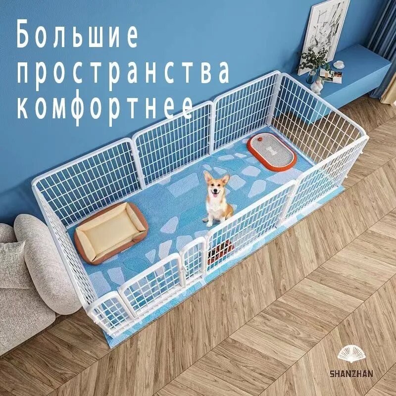 Вольер для собак металлический белый 140*70*80см 6 штук для дома и улицы — фото 1