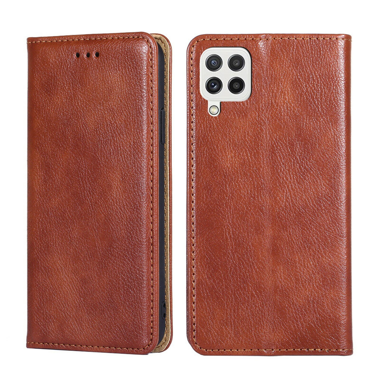 Чехол-книжка MyPads для Samsung Galaxy A22 4G коричневый искусственная кожа