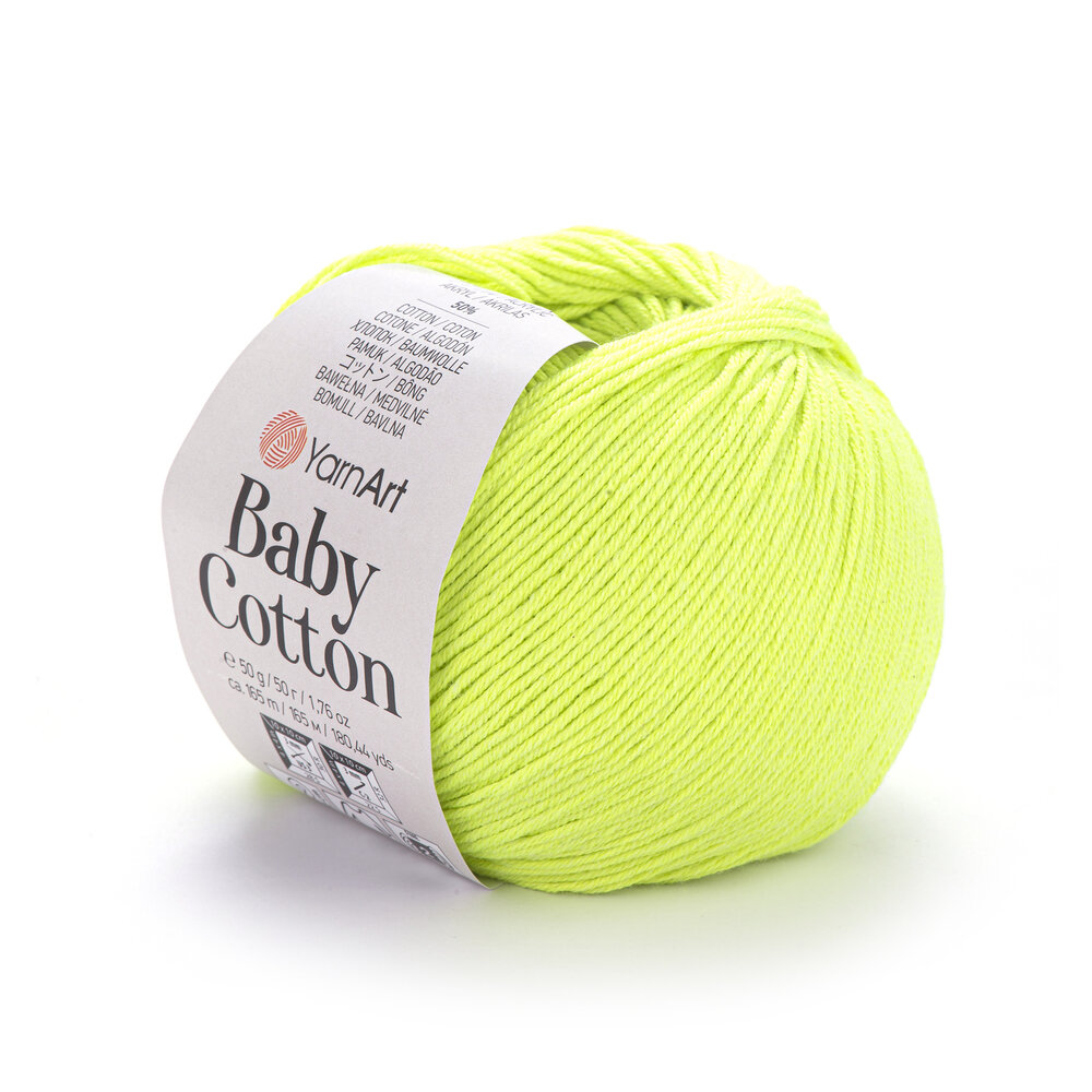 Пряжа для вязания YarnArt Baby Cotton 430 салат неон 50 гр/165 м 50% хлопок, 50% акрил