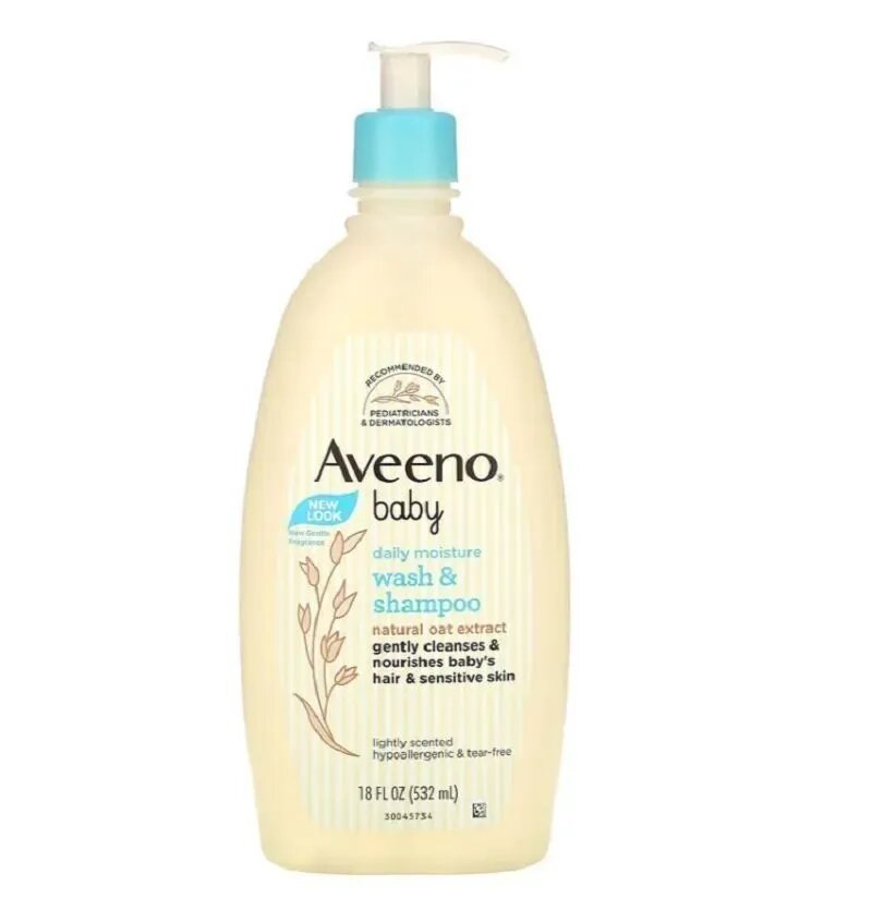 Aveeno Baby Daily Moisture Wash & Shampoo 532 мл. Крем для душа, гипоаллергенный