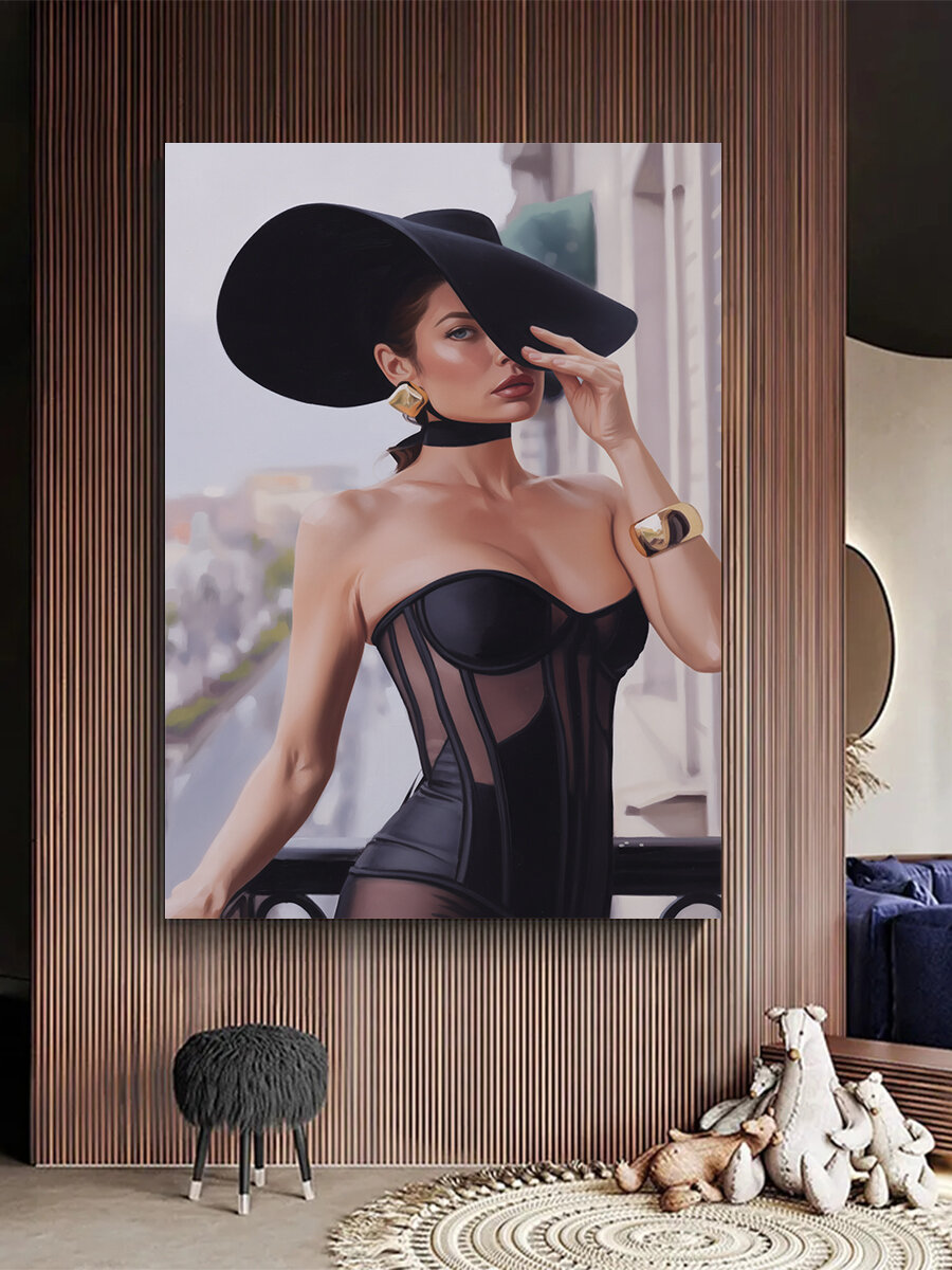 Картина на холсте - "Девушка 18+, бикини, в красивом белье женщина 18+" , 40х60 см.