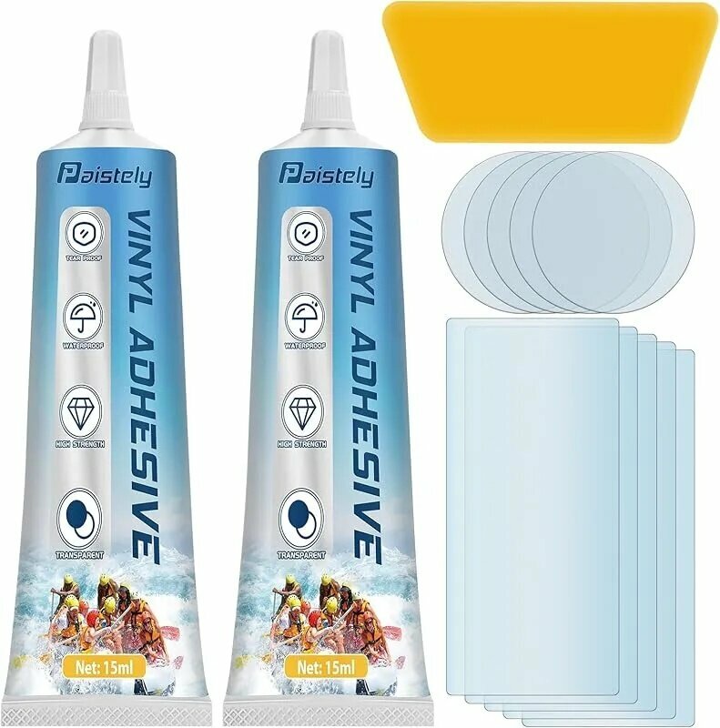 Набор для ремонта надувных матрасов, бассейнов, ПВХ клей изделий, батутов, джакузи, палаток, досок гребли, кроватей, каяков