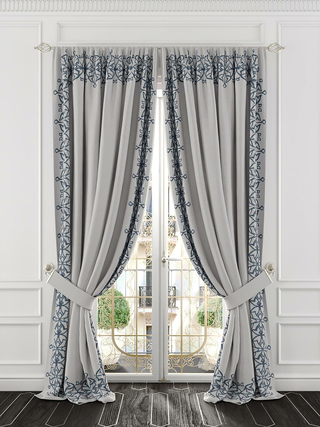 Штора для спальни и гостиной готовая 220x280 см с рисунком (980366-280)