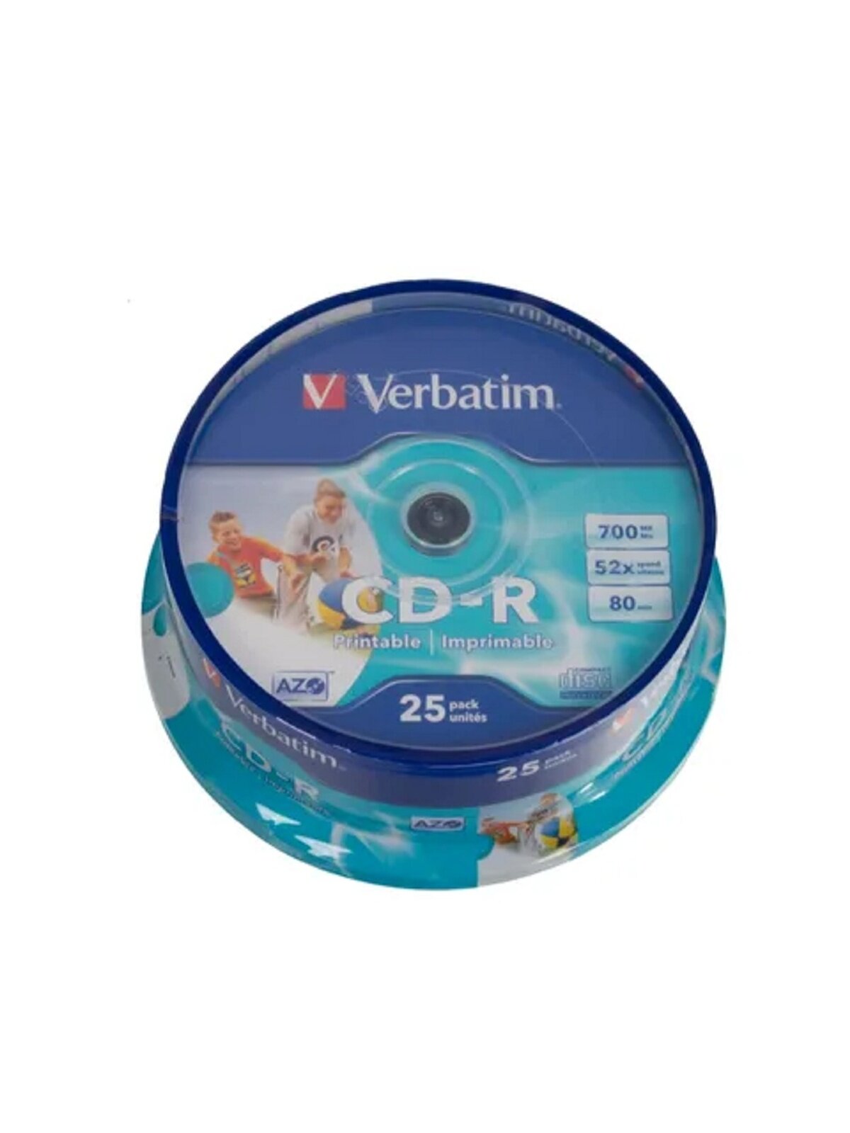 Verbatim Диски CD-R 25 шт. Printable InkJet, 52-x 700Mb, Cake Box (43439)