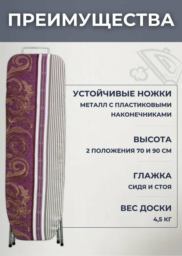 Гладильная доска Напольная, 115 см х 35 см.