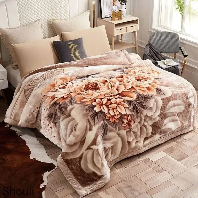 Плед с фотопринтом thick blanket , Акрилик, 230 см х 200 см с цветочным узором