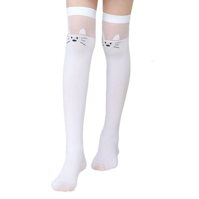 Велюровые чулки до колена для девочек, котенок