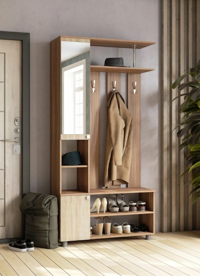 Прихожая Эконом 1000х2000х370 (ясень шимо/ дуб сонома) тэкс