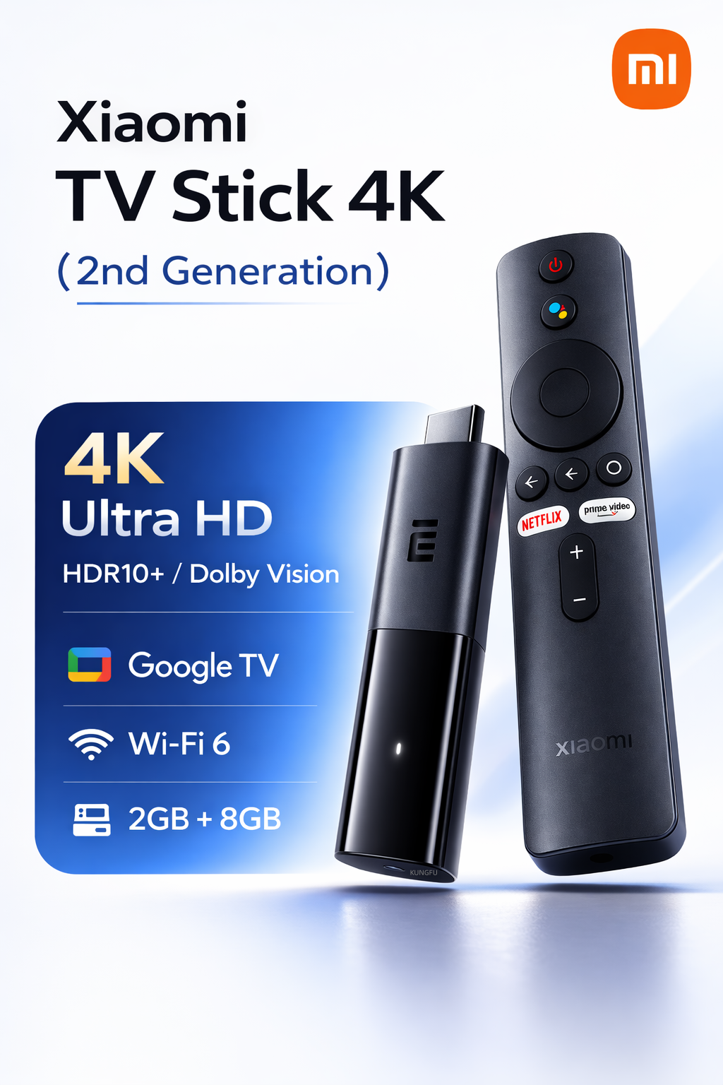 TV-приставка Xiaomi Mi TV Stick 4K (2nd Gen, MDZ-33-AA), 4K UHD, 2 ГБ / 8 ГБ, Android TV, Global, черный