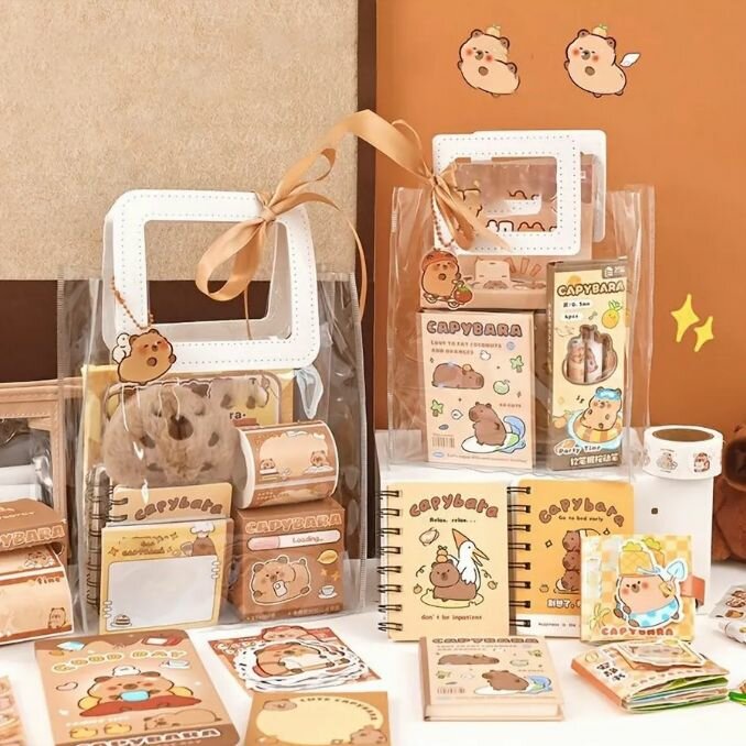 Канцелярский подарочный набор капибара, милая канцелярия для школы, Подходит в качестве подарка на день рождения