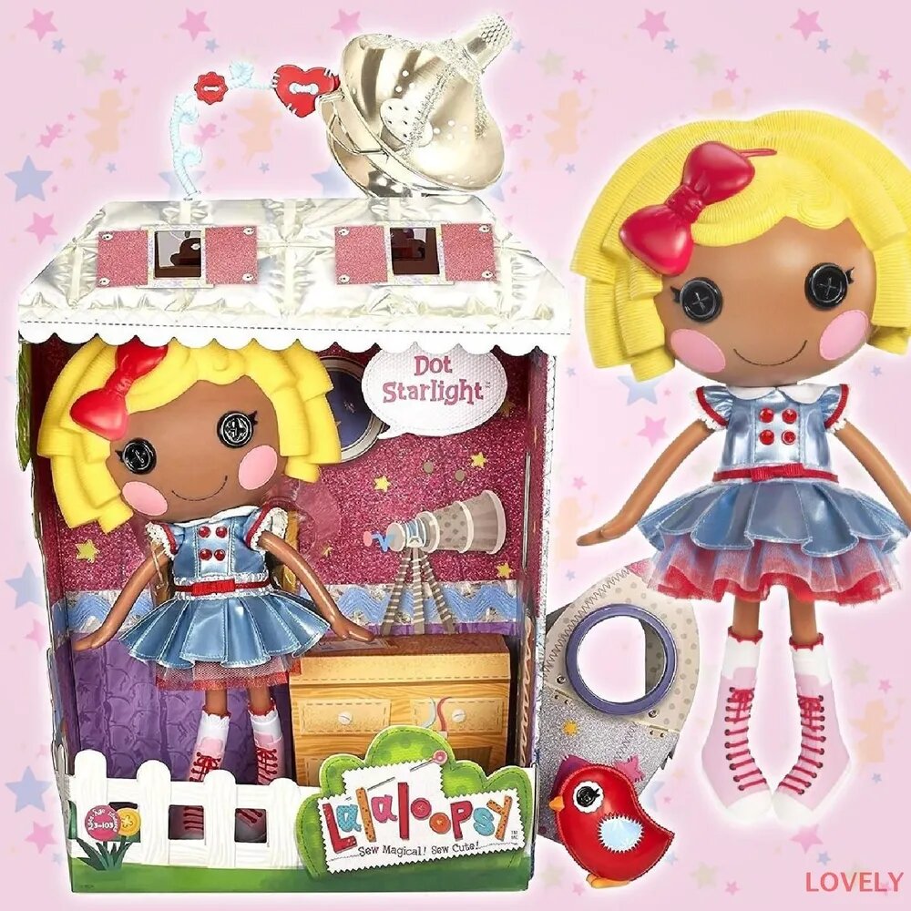 Кукла Лалапупси Lalaloopsy Dot Starlight 33 см и питомец птичка, для детей