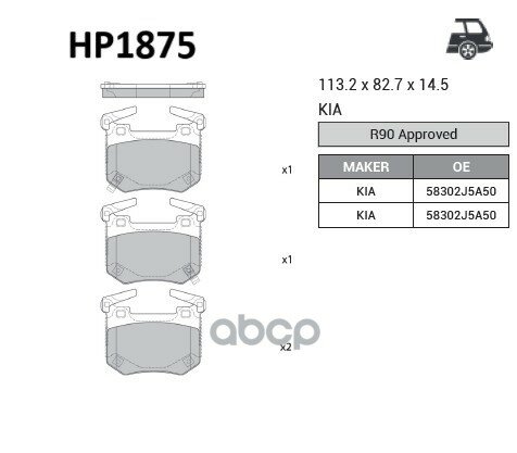 Колодки тормозные задние Hardron Sangsin brake арт. HP1875