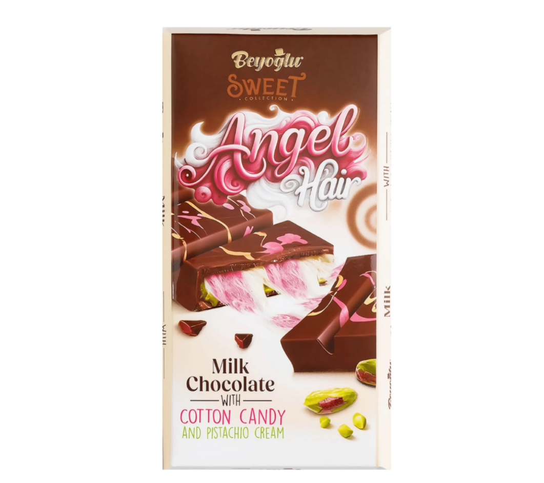 Дубайский шоколад с фисташковой начинкой, волосы ангела в молочном шоколаде оригинальный вкус без марципана 170 г. Турция