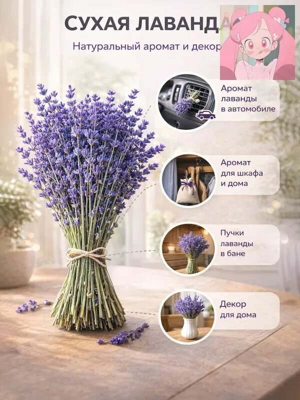 ZAPAH. Сухоцветы Лаванда, 30 см, 60 гр, 1 шт
