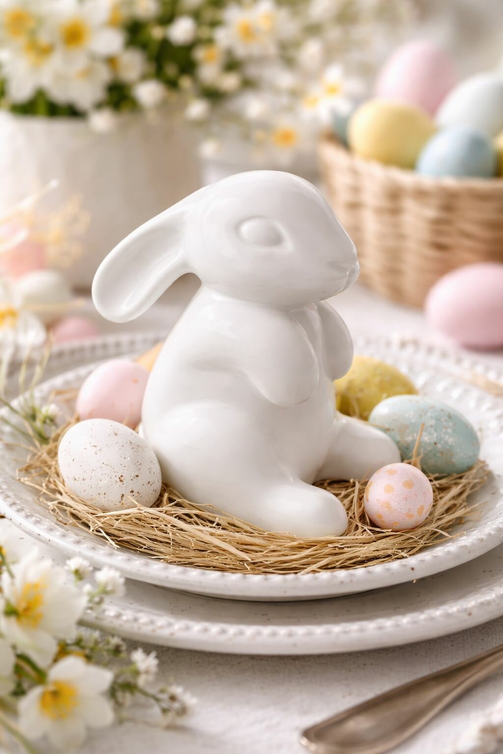 Фигурка Кролик пасхальный №2 Leander белый 11см