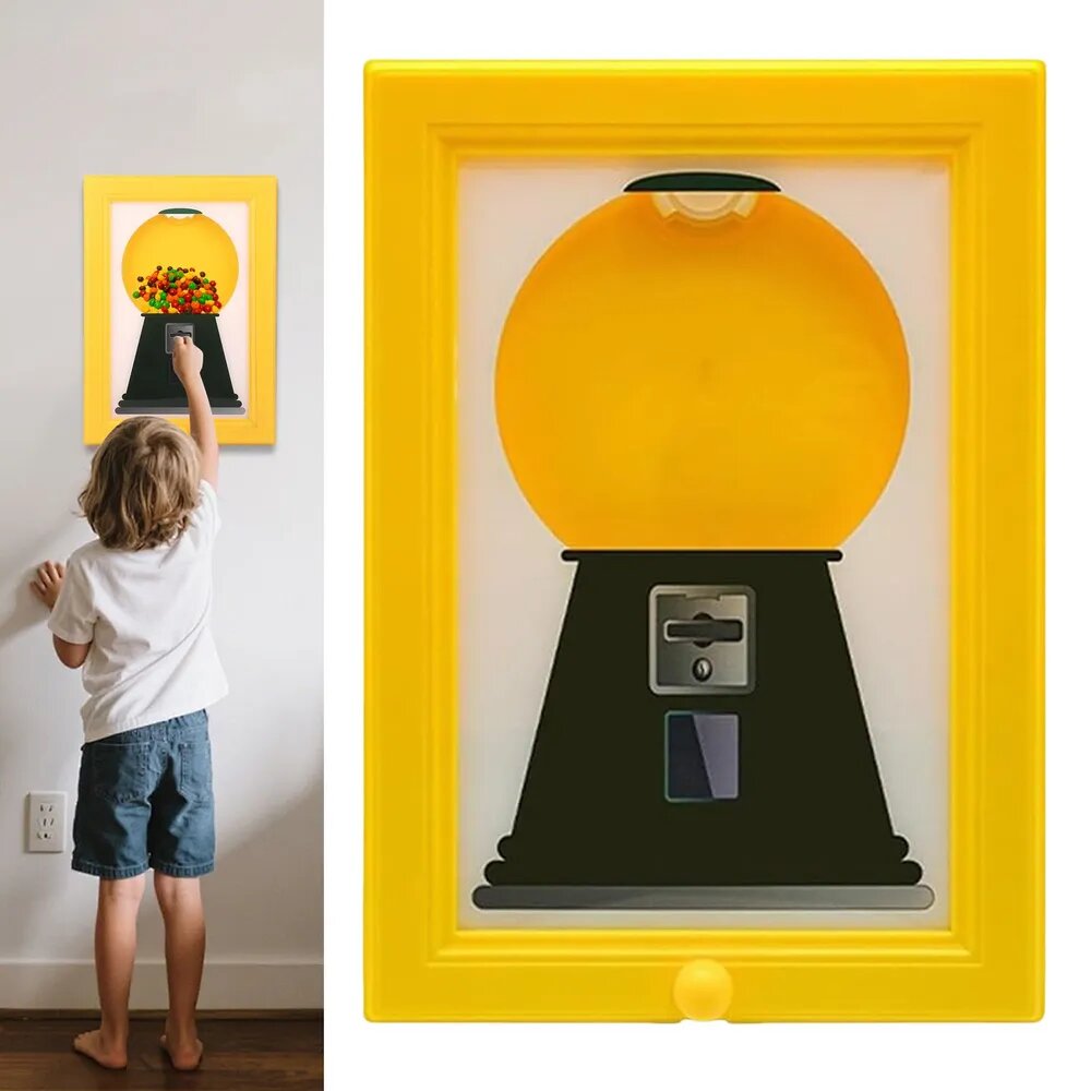 Настенная рамка-диспенсер The Handy Candy Frame, жевательные шарики, пластик, жёлтый цвет, ретро дизайн