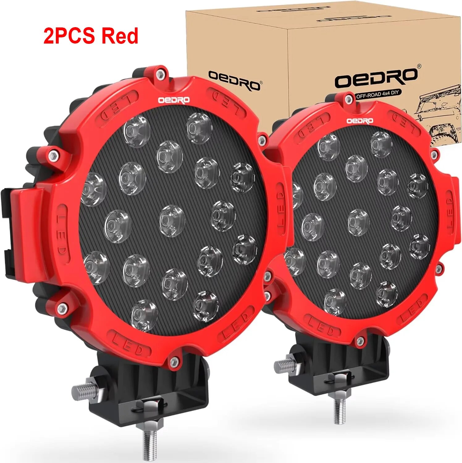 1/2 шт. 7-дюймовый 51 Вт круглый светодиодный внедорожный фонарь дальнего света, бампер, противотуманный фонарь на крыше, подходит для лодок, квадроциклов, внедорожников, рабочая лампа 12 В 24 В